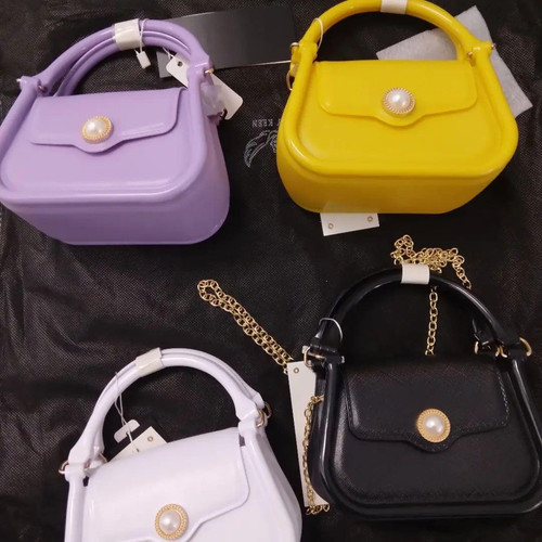 Purses with long chain and pearl and gold snap so cute mini | Mandy's ...