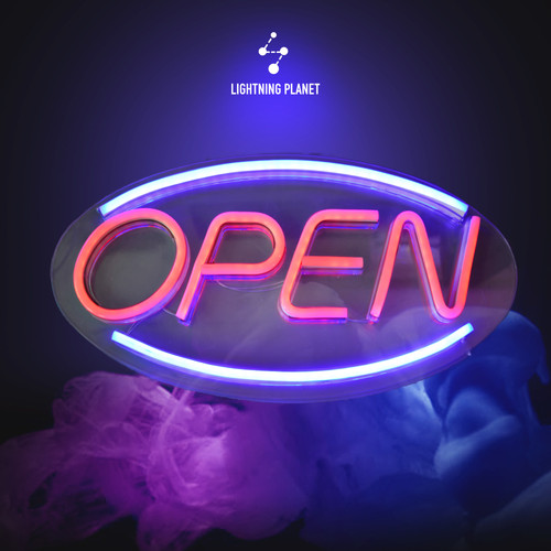 OPEN LED neon light | Lightning Planet
