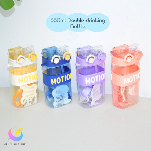 Double pop-up lid straight drinking straw dual-use water bottle ...