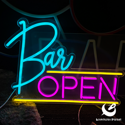 Bar open neon sign_Custom only | Lightning Planet