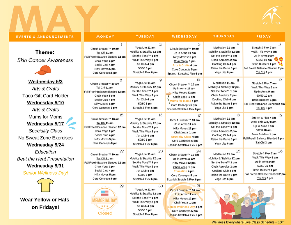 May Wellness Everywhere Class Schedule