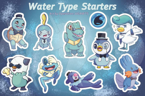 Water Type Starters Sticker Sheet | Operation UGAWTS