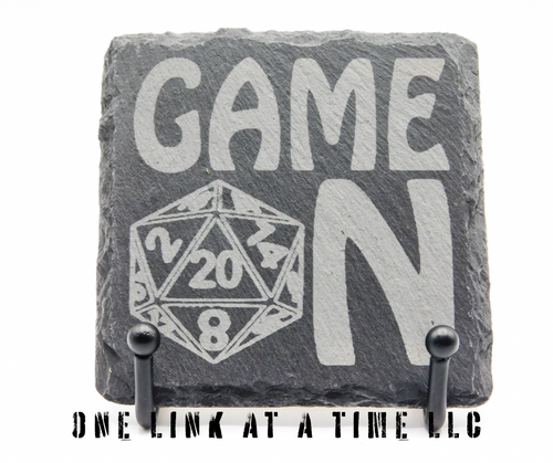 Game On D20 Laser Engraved Slate Coaster | ONE LINK AT A TIME