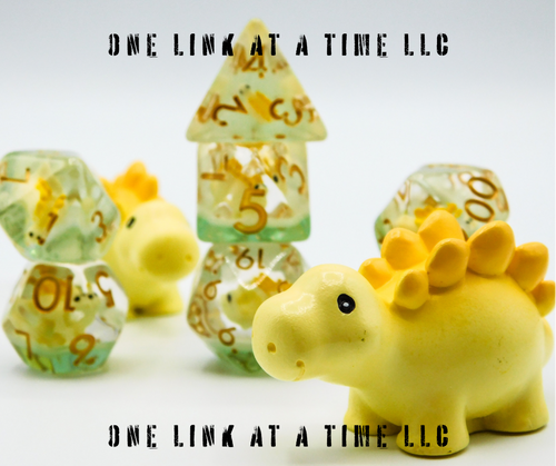 Yellow Stegosaurus Inclusion 7pc Set | ONE LINK AT A TIME