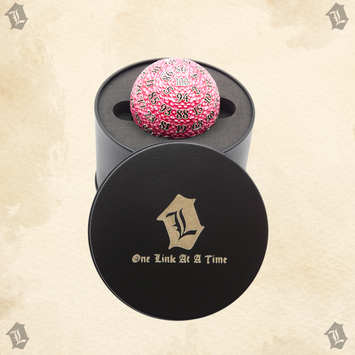 Pink Dragon Scale with Black Inlay Solid Metal D100 | ONE LINK AT A TIME