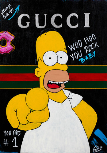 Homer Simpson You Rock Baby, acrylic painting on canvas | Cristina PopArt