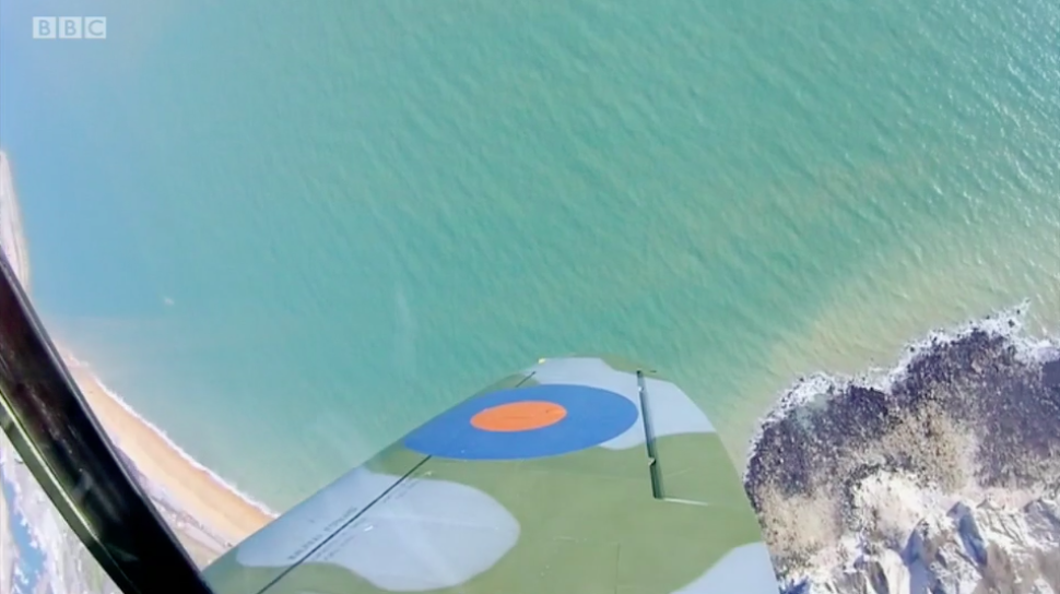 Spitfire over the White Cliffs of Dover for Vera Lynn's 100th birthday