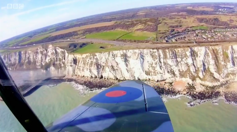 Spitfire over the White Cliffs of Dover for Vera Lynn's 100th birthday