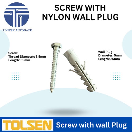 Screw with Nylon Wall Plug (Pair) | Unitek Autogate PH