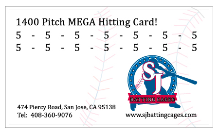 1400 Pitch Batting Cage Hitting Card | SJ Batting Cages