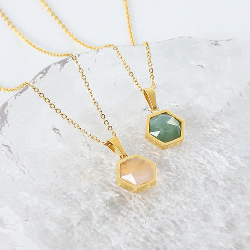 Natural Hexagon Stone Necklace | See Sea