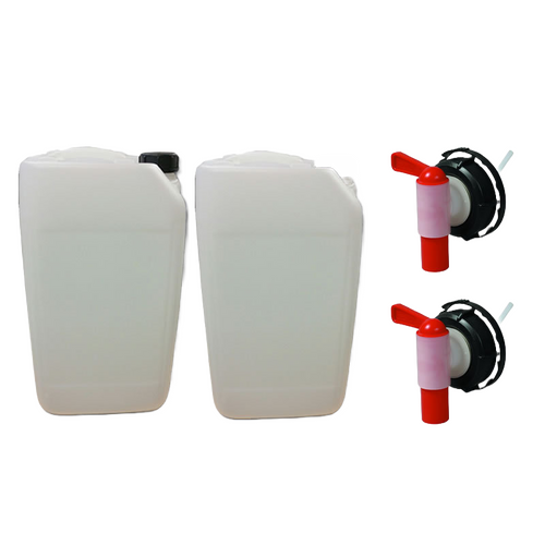 2 X 25 Litre Jerry Can Water Container With Drum Taps | Bonnymans