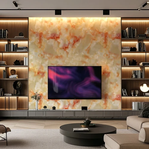 Aurora Copper Marble Durable PVC Wall | Landmark Decor Houston