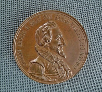 Antique 1897 German Hanau Bronze Medal 300th Anniversary of Walloon and ...