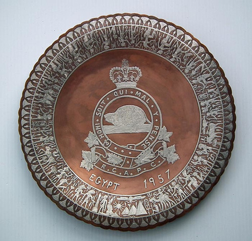 Semi-Antique Silver Inlaid Copper Presentation Plate The Royal Canadian ...