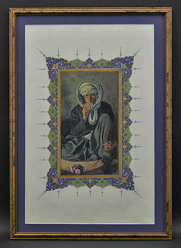 Indo Persian Central Asian (Turkish?) Miniature Painting Young Man ...
