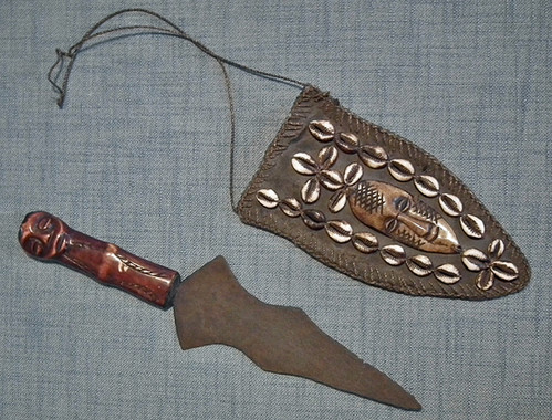 Antique African Ceremonial Dagger with Carved Effigy Bone Grip ...