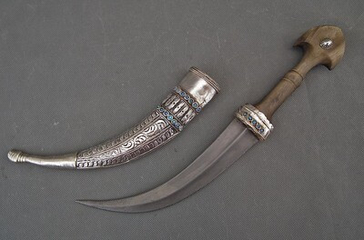Antique Silver Mounted & Jeweled Islamic Middle Eastern Marsh Arabs ...