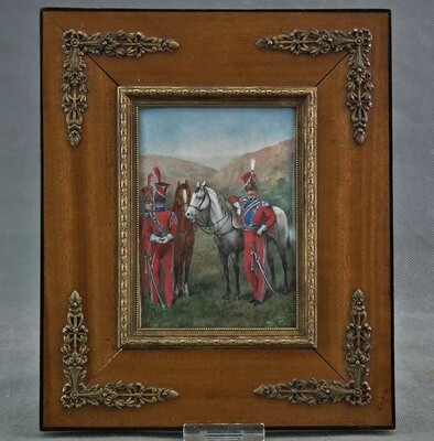 Antique 19th Century Miniature Painting Depicting Napoleonic Dutch Red ...