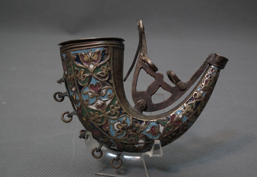 Antique 17th century Russian Enameled Brass Gun Powder Priming Flask ...