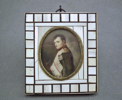 Antique French Napoleonic Miniature Portrait Emperor Napoleon Bonaparte ...