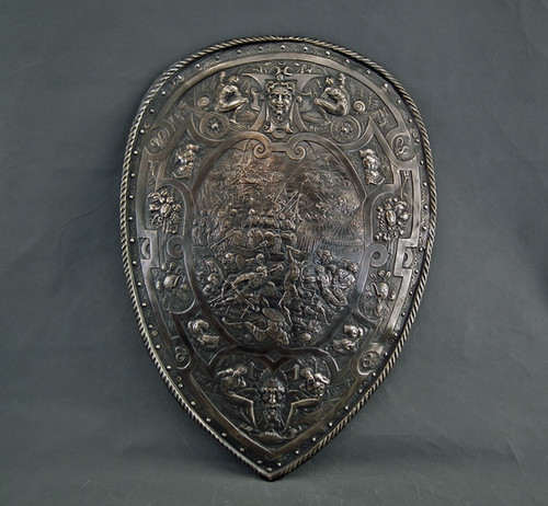 Antique 19th Century Silver Plated Copper Shield In 16th C Renaissance ...