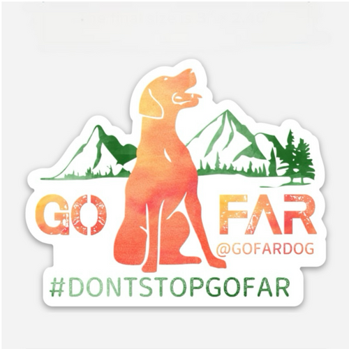 Go Far Dog watercolor logo sticker (die cut) | Go Far Dog