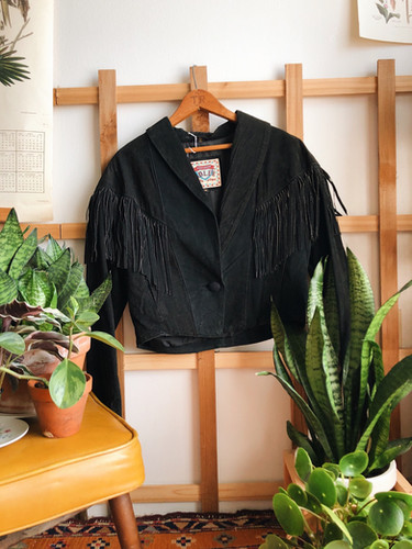 Cropped Leather Jacket with Tassels | threadsredeemed