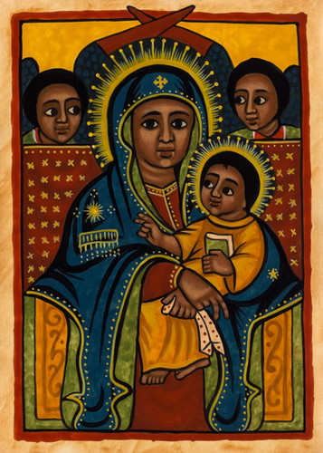 "Our Lady Mary with her Beloved Son" Ethiopian Icon | Sophia Icon Studio