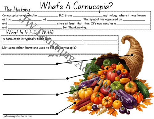 Cornucopia Worksheet Bundle | JWLearningAdventures