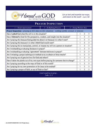 Prayer Inspection Get Honest with God Evaluation | Manifest Intl