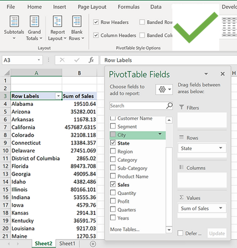 Summarizing the data using Pivot tables in Excel - basics