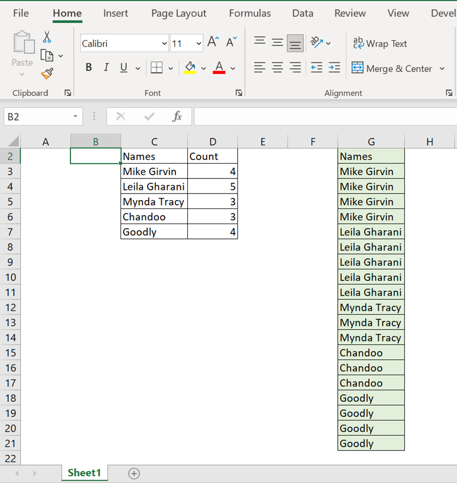 Method To Repeat Items Based On Count Using Power Query