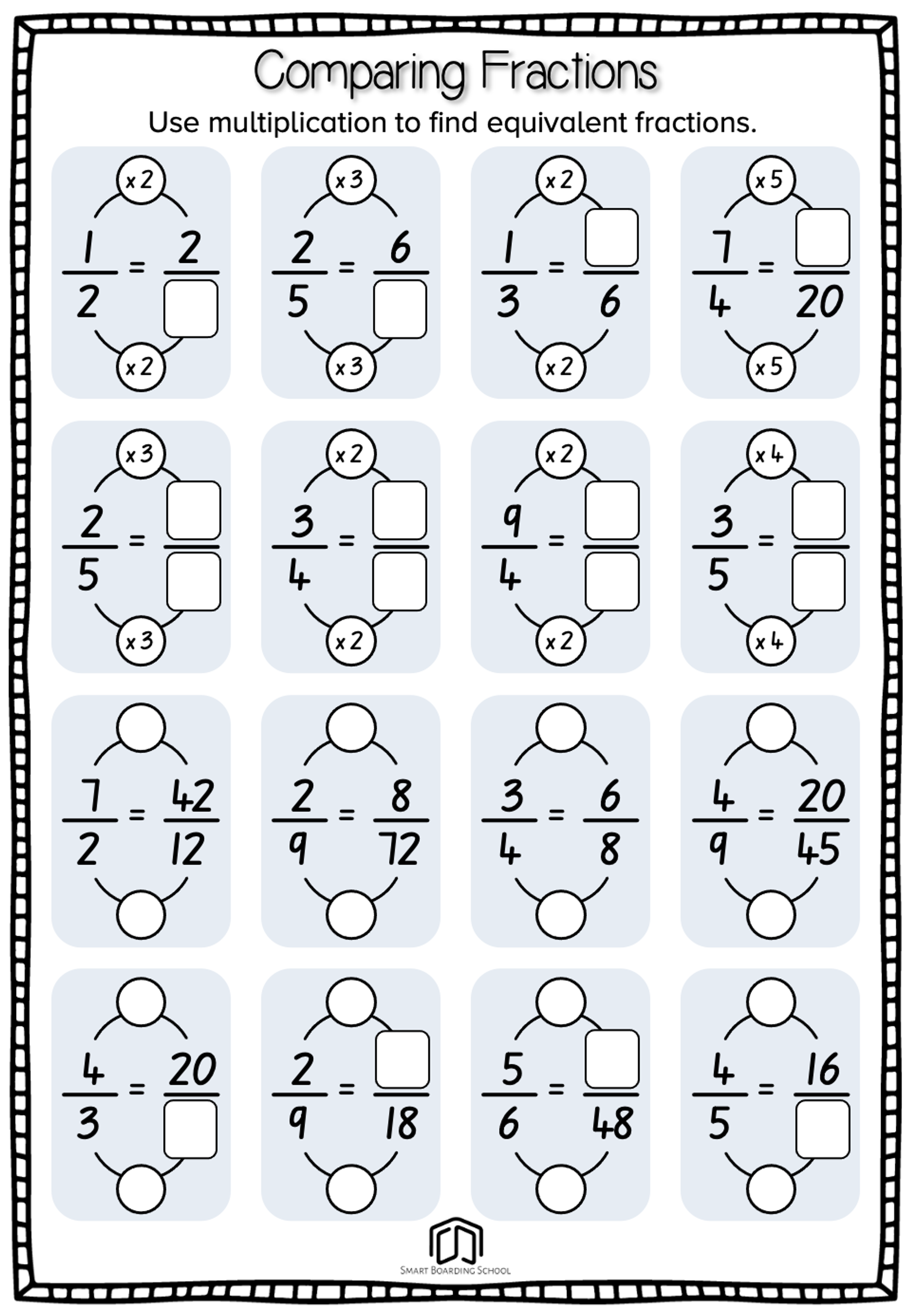 Comparing Fractions Worksheet