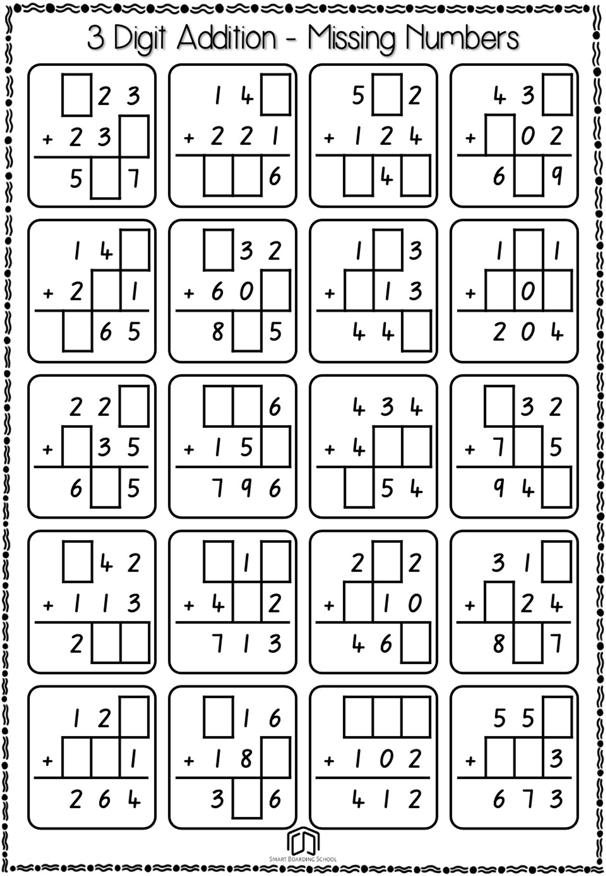 3 Digit Addition Worksheets
