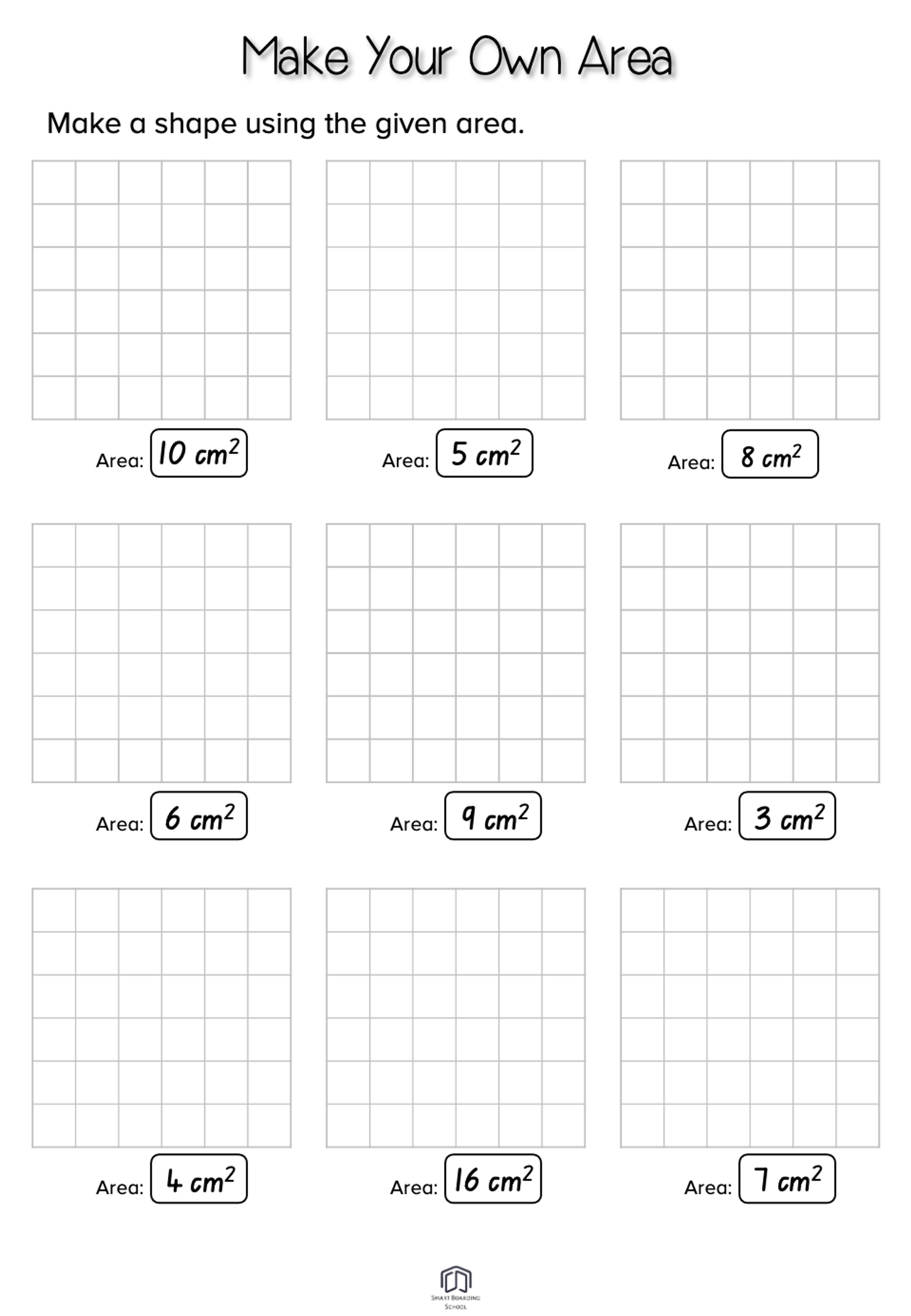 Year 1 Area Worksheet
