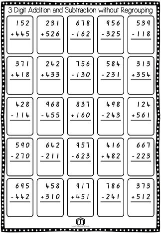 3 Digit Addition and Subtraction without Regrouping