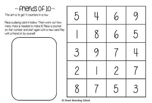 Free Friends of 10 Print and Play Game