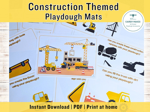 Printable Construction Themed Playdough Mats | Cairdy Makes