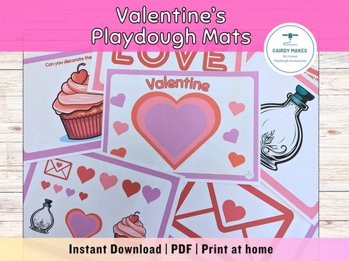 Printable Valentines Playdough Mats | Cairdy Makes