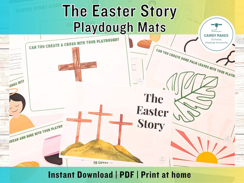 Printable Christian Easter Story Themed Playdough Mats | Cairdy Makes