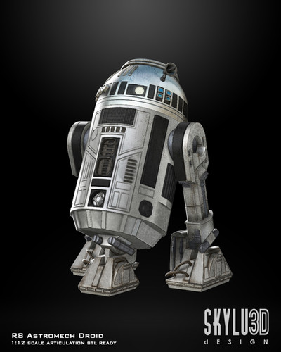 UNPAINTED - R8 Astromech Droid Articulated Figure Kit | OT-Customs