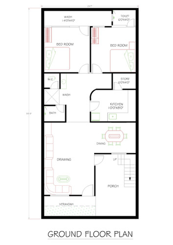21x55 2BHK House Plan | House Naksha