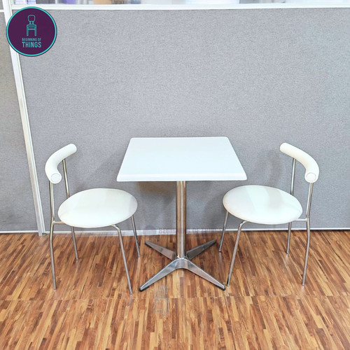 Restaurant Dining Set White with Cross Metal Base 2-Seater | Beginning ...