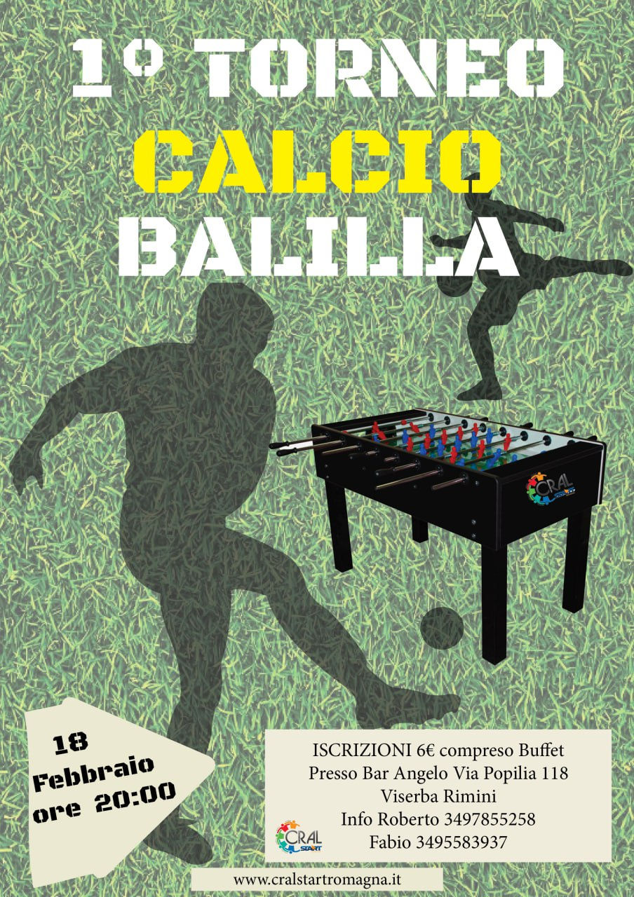 Cral Start Romagna: 1° torneo di calcio balilla il 18 febbraio ore 20