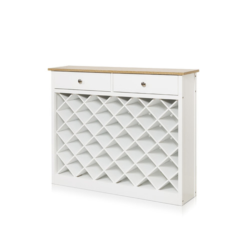 Hamptons Wine Cabinet with 2 Drawers White | HelloFurniture