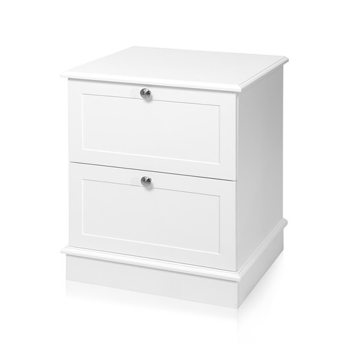 Harper Freestanding 2 Drawer Bedside Table White | HelloFurniture