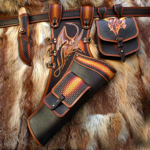 Fire Dragon Darkness and Flames Full Archery Set | FourHorsemenLeather