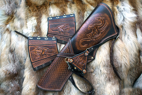 Classical Dragon Quiver and Arm Guard Bracers Set | FourHorsemenLeather