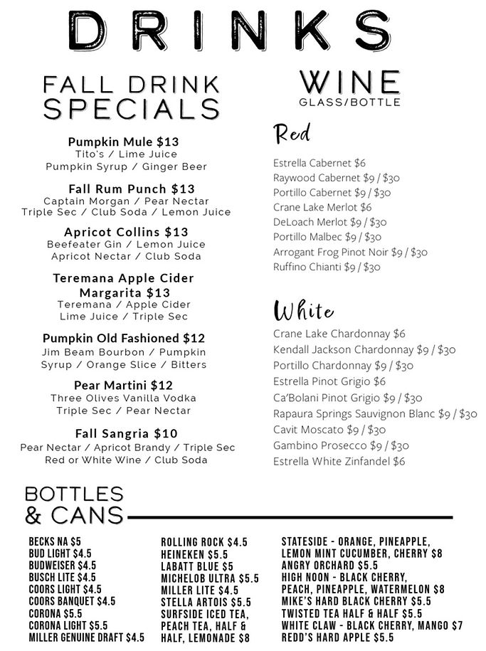 DINNER & DRINK MENU | Tiptons